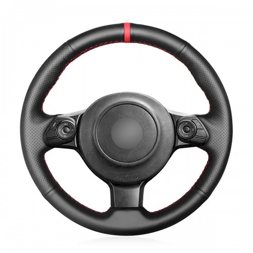 Loncky Auto Custom Fit OEM Black Genuine Leather Steering Wheel Covers for Toyota 86 2017 2018 2019 Subaru BRZ 2017 2018 2019 BRZ Accessories